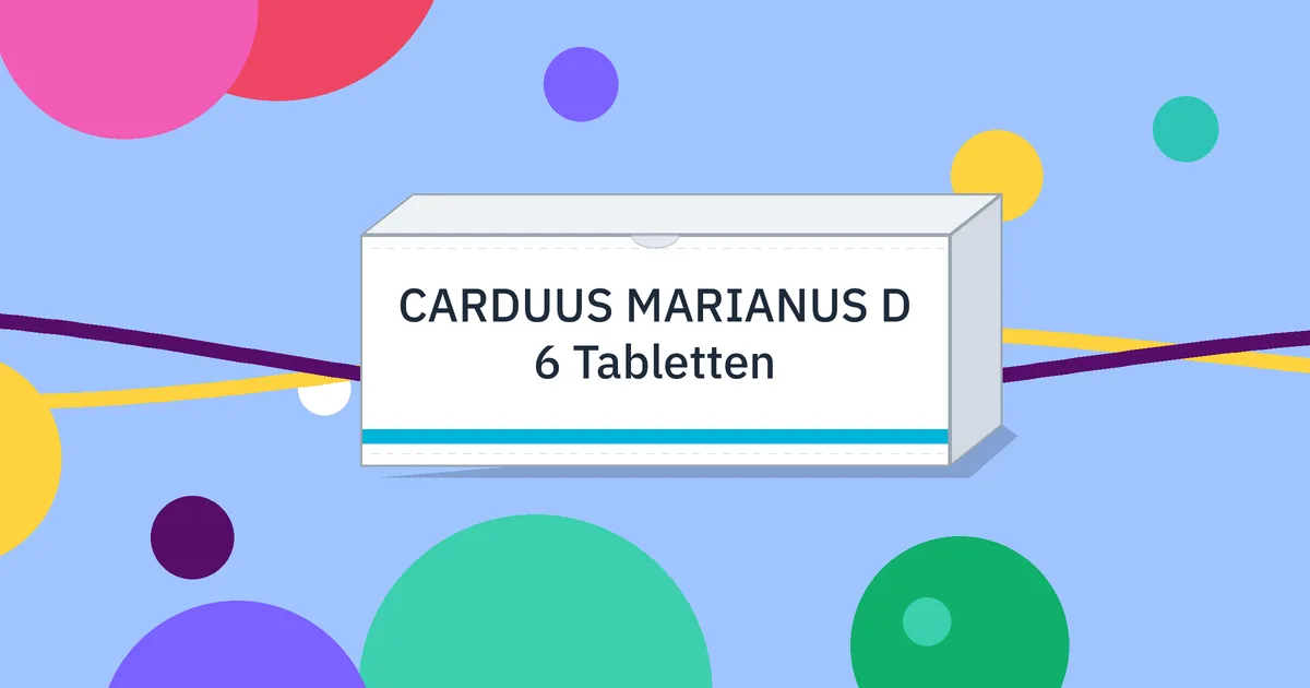 Symbolbild: Packung mit der Aufschrift CARDUUS MARIANUS D 6 Tabletten (PZN 02627683) – Verfügbarkeit und Bezug in Apotheken in Frankfurt am Main