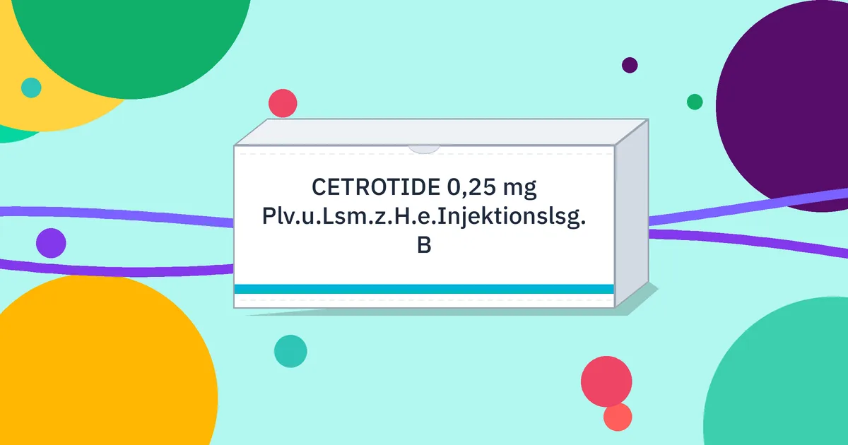 Symbolbild: Packung mit der Aufschrift CETROTIDE 0,25 mg Plv.u.Lsm.z.H.e.Injektionslsg. B (PZN 11187177) – Verfügbarkeit und Bezug in Apotheken in Frankfurt am Main