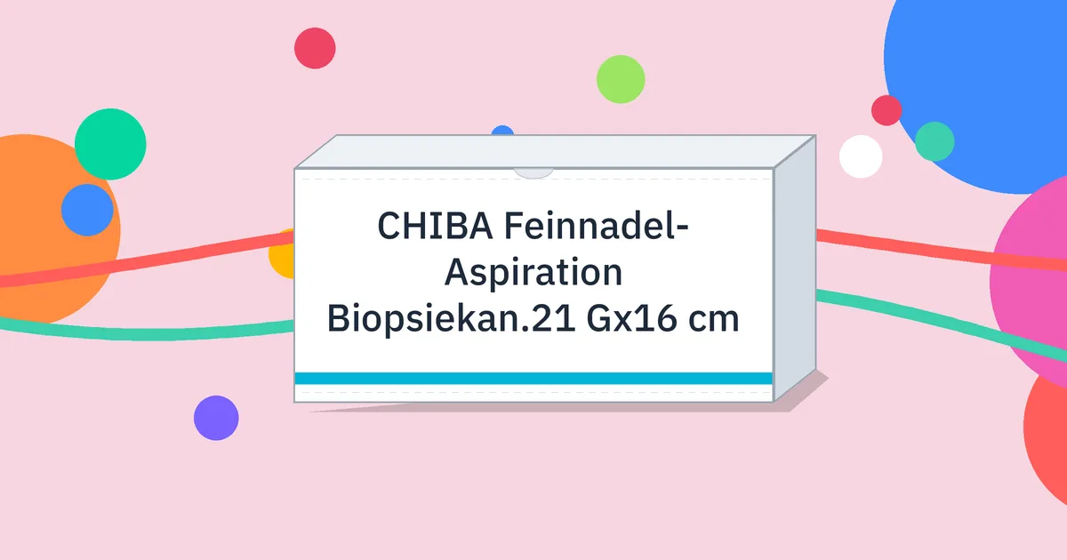 Symbolbild: Packung mit der Aufschrift CHIBA Feinnadel-Aspiration Biopsiekan.21 Gx16 cm (PZN 12497477) – Verfügbarkeit und Bezug in Apotheken in Frankfurt am Main