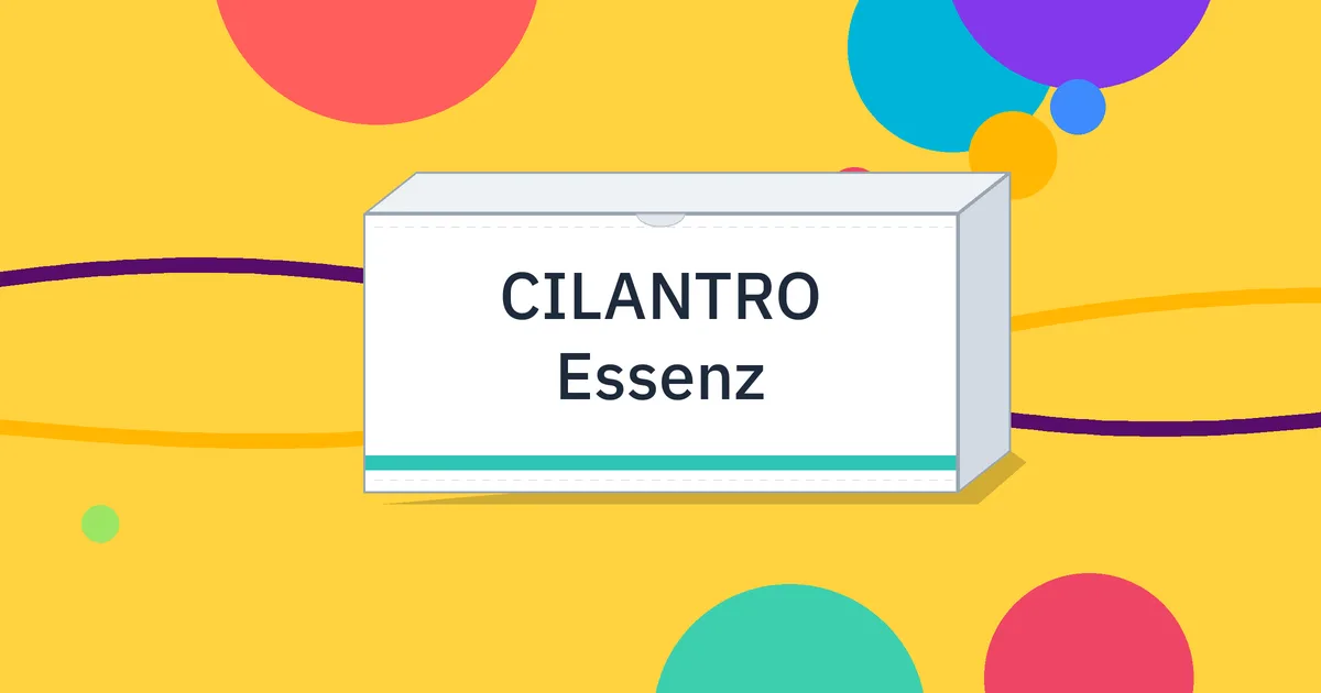 Symbolbild: Packung mit der Aufschrift CILANTRO Essenz (PZN 14241724) – Verfügbarkeit und Bezug in Apotheken in Frankfurt am Main