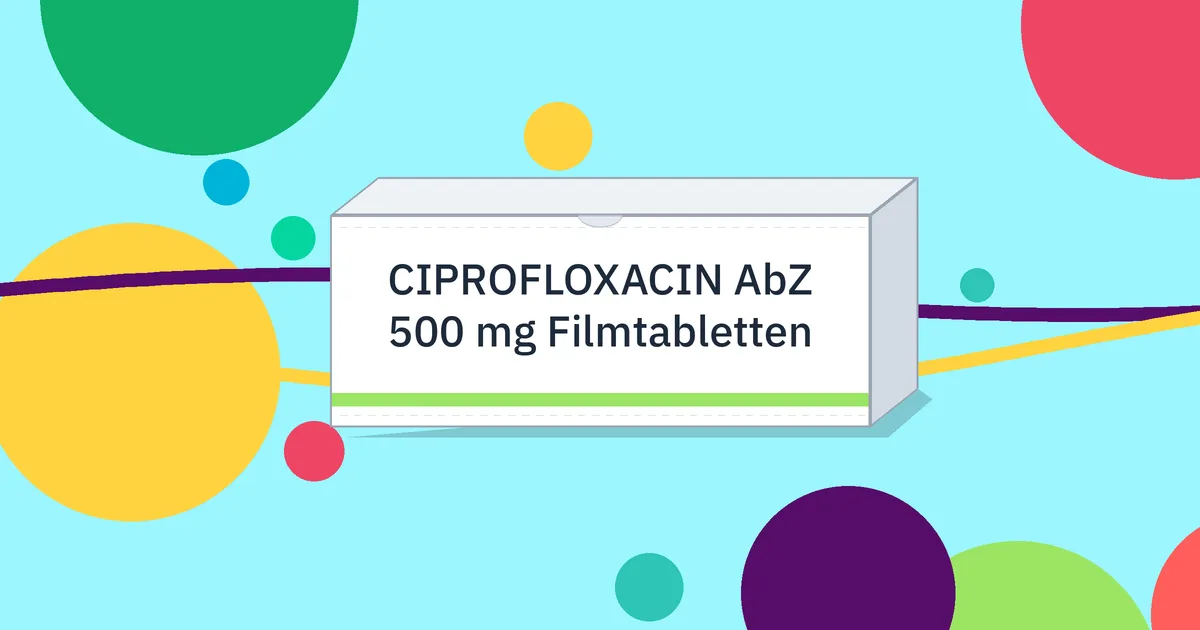 Symbolbild: Packung mit der Aufschrift CIPROFLOXACIN AbZ 500 mg Filmtabletten (PZN 02162132) – Verfügbarkeit und Bezug in Apotheken in Frankfurt am Main