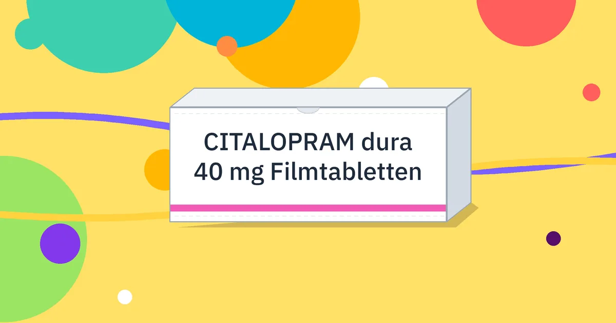 Symbolbild: Packung mit der Aufschrift CITALOPRAM dura 40 mg Filmtabletten (PZN 04220477) – Verfügbarkeit und Bezug in Apotheken in Frankfurt am Main