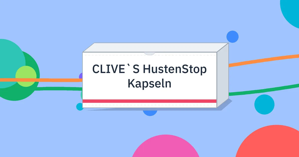 Symbolbild: Packung mit der Aufschrift CLIVE`S HustenStop Kapseln (PZN 12388860) – Verfügbarkeit und Bezug in Apotheken in Frankfurt am Main