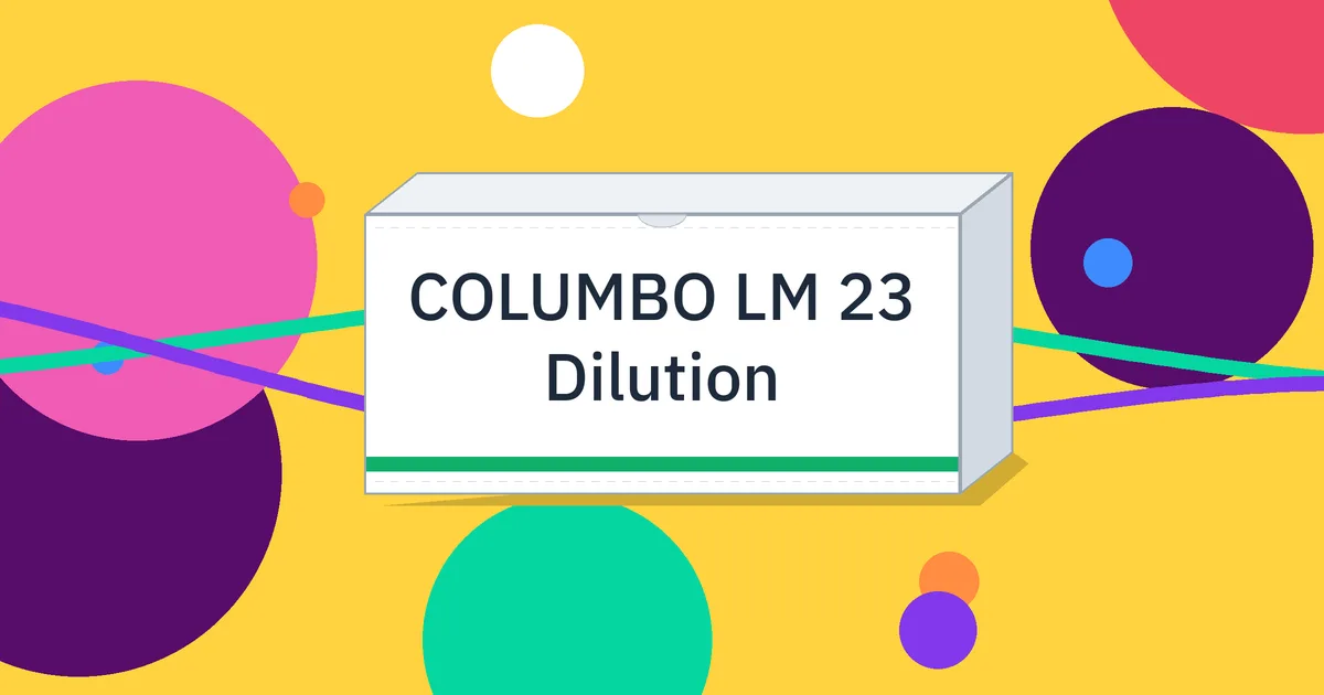 Symbolbild: Packung mit der Aufschrift COLUMBO LM 23 Dilution (PZN 13448877) – Verfügbarkeit und Bezug in Apotheken in Frankfurt am Main