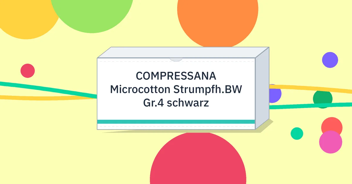 Symbolbild: Packung mit der Aufschrift COMPRESSANA Microcotton Strumpfh.BW Gr.4 schwarz (PZN 09209977) – Verfügbarkeit und Bezug in Apotheken in Frankfurt am Main