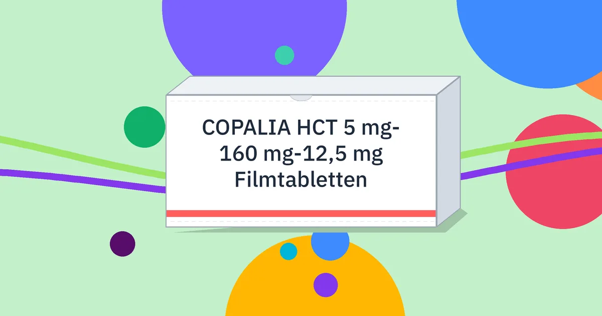 Symbolbild: Packung mit der Aufschrift COPALIA HCT 5 mg-160 mg-12,5 mg Filmtabletten (PZN 18500772) – Verfügbarkeit und Bezug in Apotheken in Frankfurt am Main