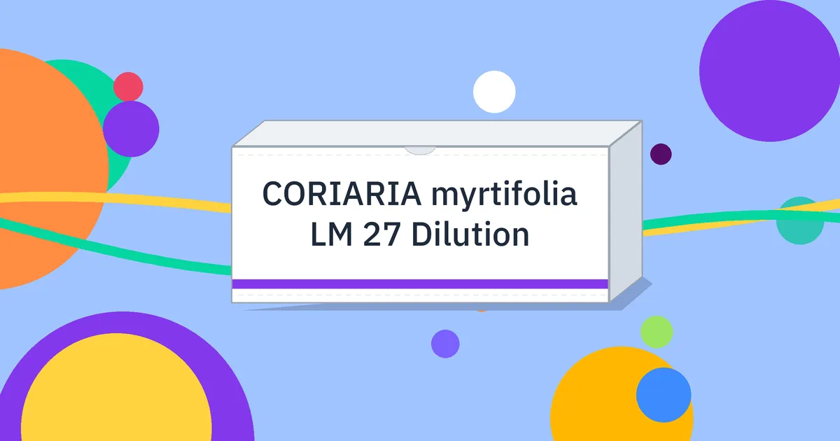 Symbolbild: Packung mit der Aufschrift CORIARIA myrtifolia LM 27 Dilution (PZN 13451862) – Verfügbarkeit und Bezug in Apotheken in Frankfurt am Main