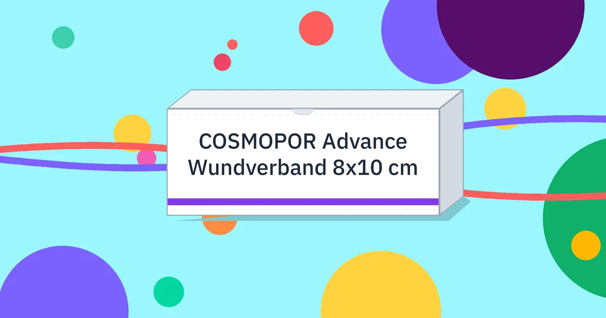 Symbolbild: Packung mit der Aufschrift COSMOPOR Advance Wundverband 8x10 cm (PZN 18437186) – Verfügbarkeit und Bezug in Apotheken in Frankfurt am Main