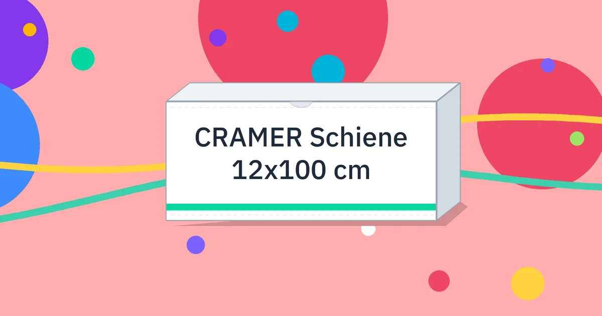 Symbolbild: Packung mit der Aufschrift CRAMER Schiene 12x100 cm (PZN 07004461) – Verfügbarkeit und Bezug in Apotheken in Frankfurt am Main