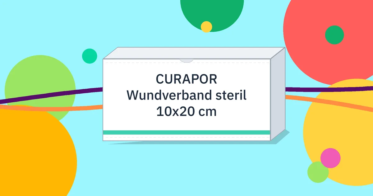 Symbolbild: Packung mit der Aufschrift CURAPOR Wundverband steril 10x20 cm (PZN 16001823) – Verfügbarkeit und Bezug in Apotheken in Frankfurt am Main