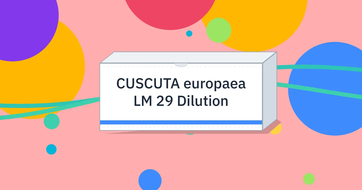 Symbolbild: Packung mit der Aufschrift CUSCUTA europaea LM 29 Dilution (PZN 13459326) – Verfügbarkeit und Bezug in Apotheken in Frankfurt am Main