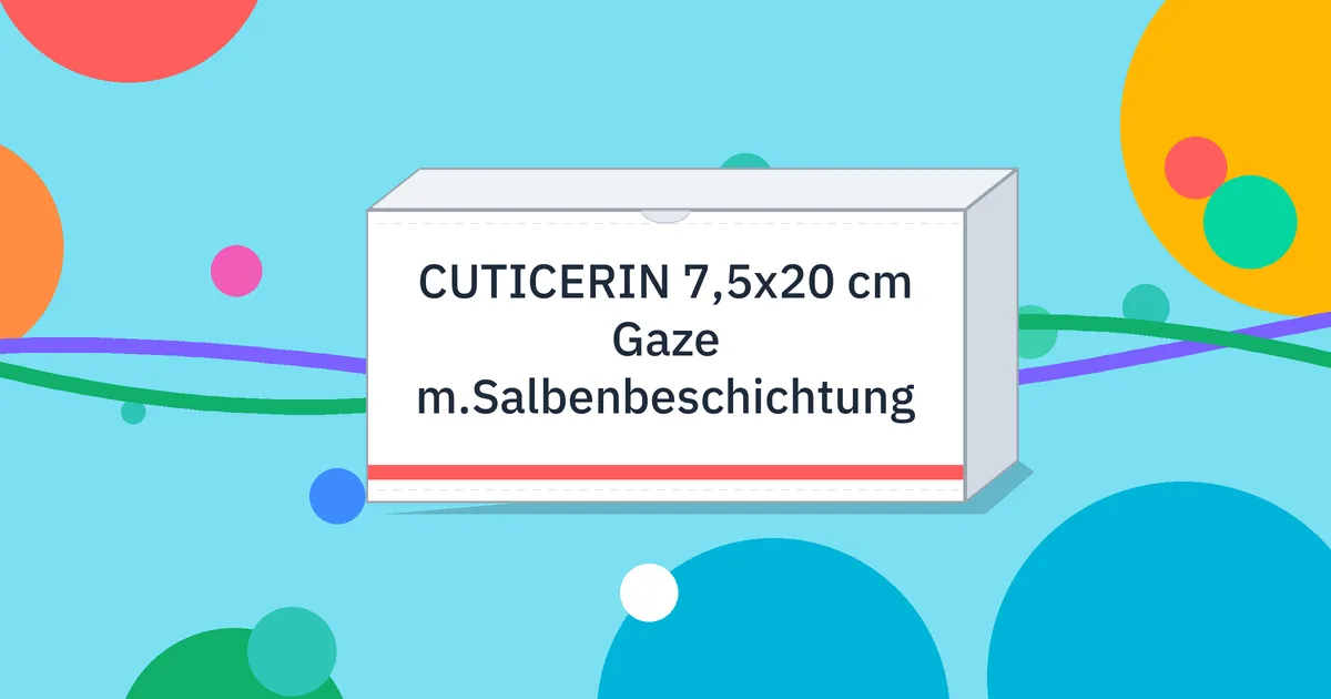 Symbolbild: Packung mit der Aufschrift CUTICERIN 7,5x20 cm Gaze m.Salbenbeschichtung (PZN 15302244) – Verfügbarkeit und Bezug in Apotheken in Frankfurt am Main