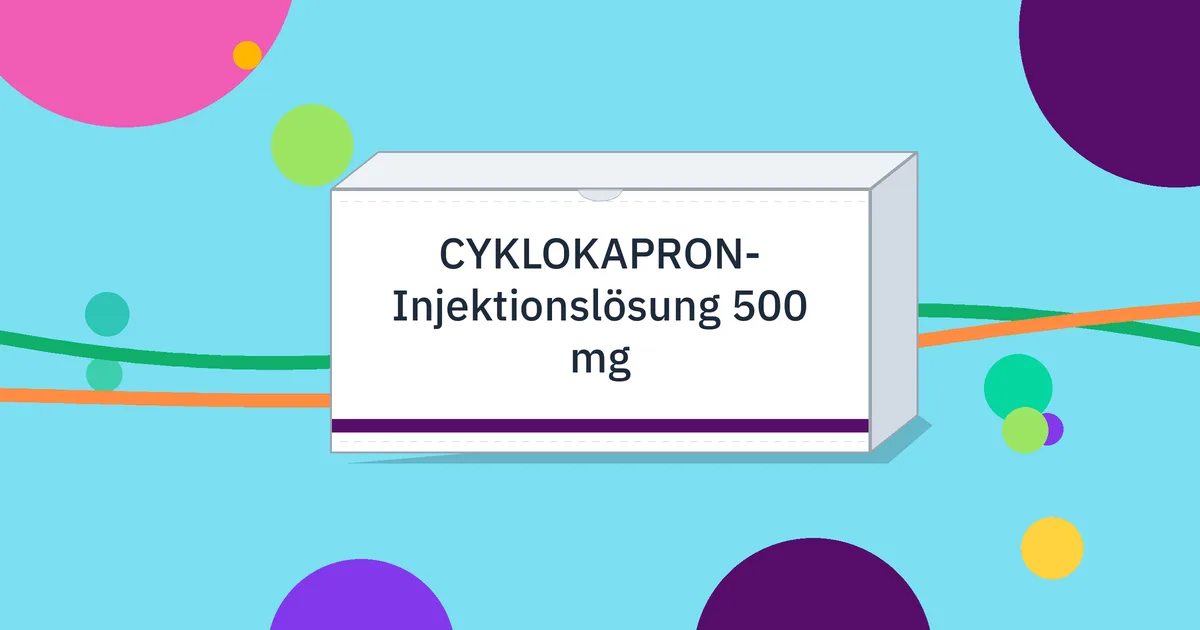 Symbolbild: Packung mit der Aufschrift CYKLOKAPRON-Injektionslösung 500 mg (PZN 20156804) – Verfügbarkeit und Bezug in Apotheken in Frankfurt am Main