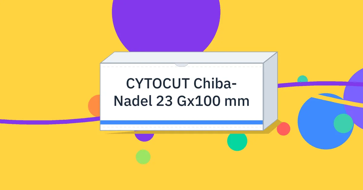 Symbolbild: Packung mit der Aufschrift CYTOCUT Chiba-Nadel 23 Gx100 mm (PZN 19735589) – Verfügbarkeit und Bezug in Apotheken in Frankfurt am Main