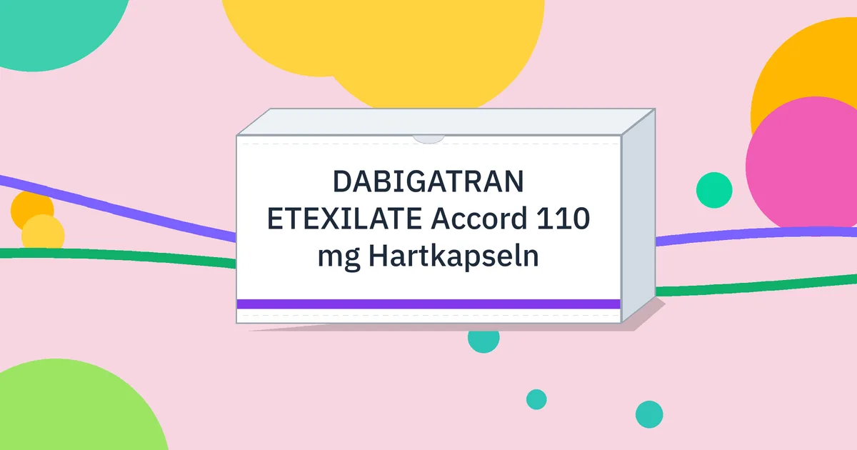 Symbolbild: Packung mit der Aufschrift DABIGATRAN ETEXILATE Accord 110 mg Hartkapseln (PZN 18407475) – Verfügbarkeit und Bezug in Apotheken in Frankfurt am Main