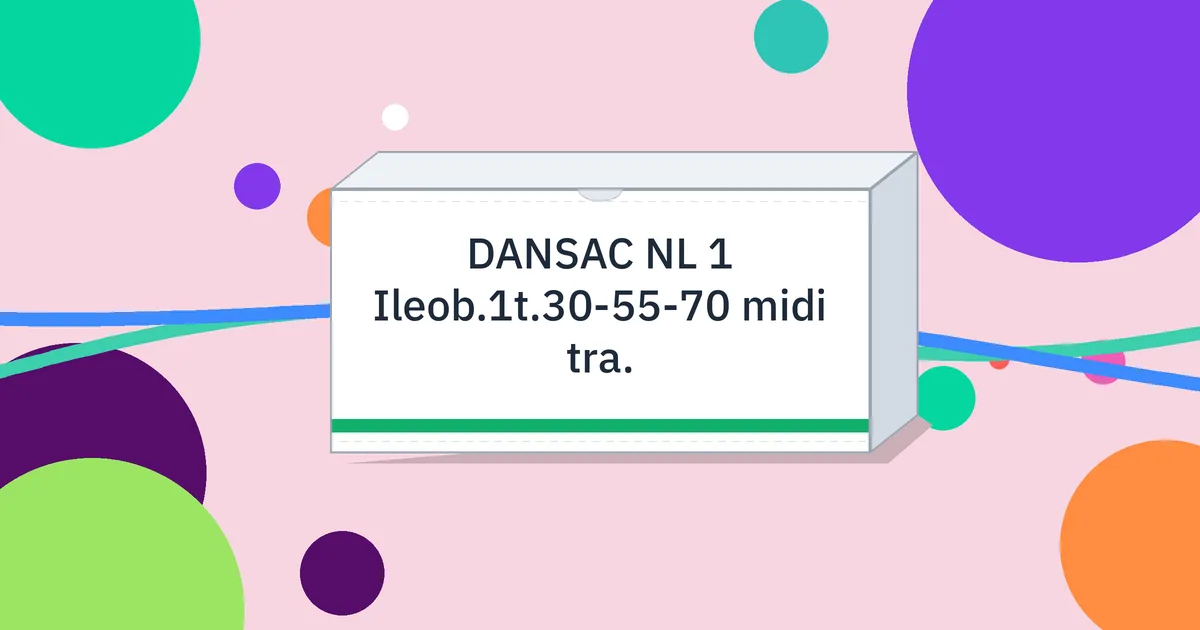 Symbolbild: Packung mit der Aufschrift DANSAC NL 1 Ileob.1t.30-55-70 midi tra. (PZN 08843554) – Verfügbarkeit und Bezug in Apotheken in Frankfurt am Main