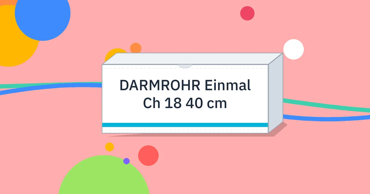 Symbolbild: Packung mit der Aufschrift DARMROHR Einmal Ch 18 40 cm (PZN 10082921) – Verfügbarkeit und Bezug in Apotheken in Frankfurt am Main