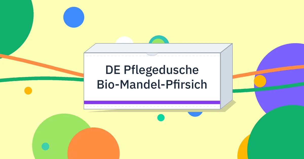 Symbolbild: Packung mit der Aufschrift DE Pflegedusche Bio-Mandel-Pfirsich (PZN 15820513) – Verfügbarkeit und Bezug in Apotheken in Frankfurt am Main