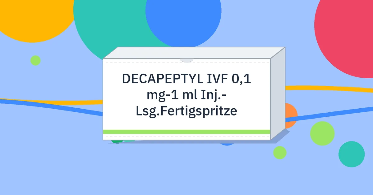 Symbolbild: Packung mit der Aufschrift DECAPEPTYL IVF 0,1 mg-1 ml Inj.-Lsg.Fertigspritze (PZN 18789873) – Verfügbarkeit und Bezug in Apotheken in Frankfurt am Main