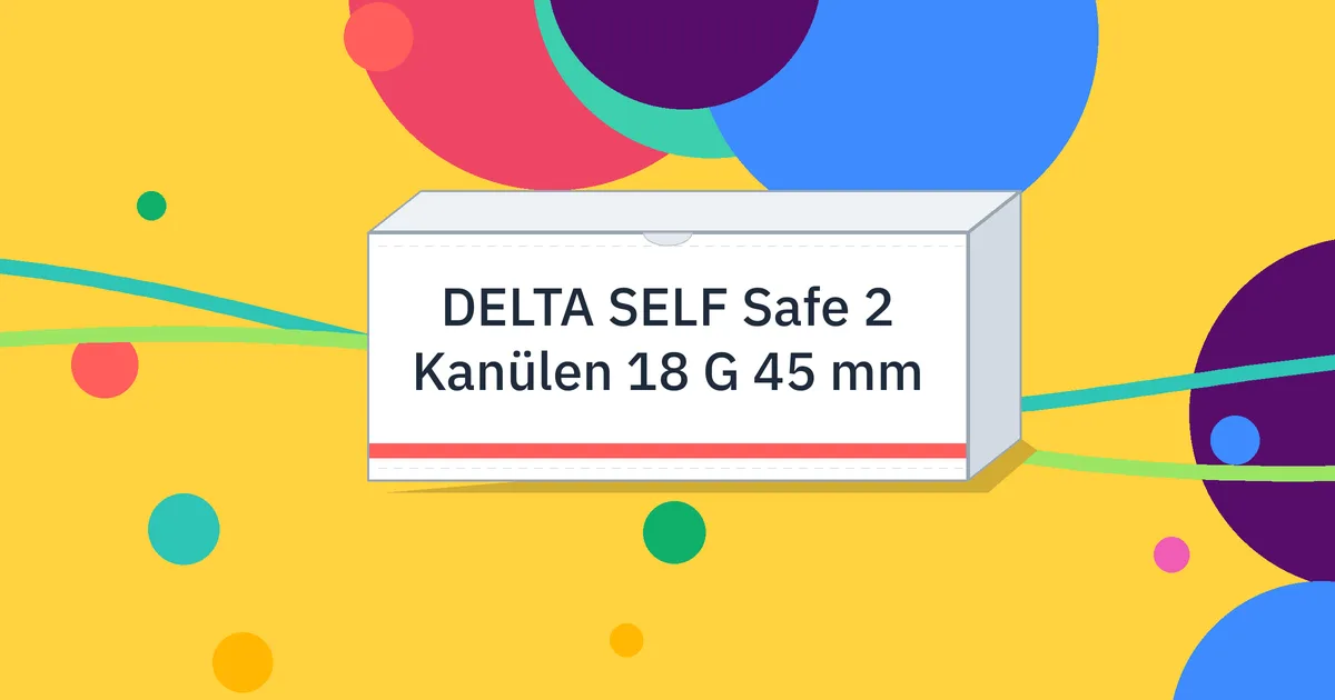 Symbolbild: Packung mit der Aufschrift DELTA SELF Safe 2 Kanülen 18 G 45 mm (PZN 07766461) – Verfügbarkeit und Bezug in Apotheken in Frankfurt am Main