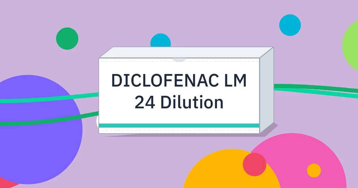 Symbolbild: Packung mit der Aufschrift DICLOFENAC LM 24 Dilution (PZN 12841437) – Verfügbarkeit und Bezug in Apotheken in Frankfurt am Main
