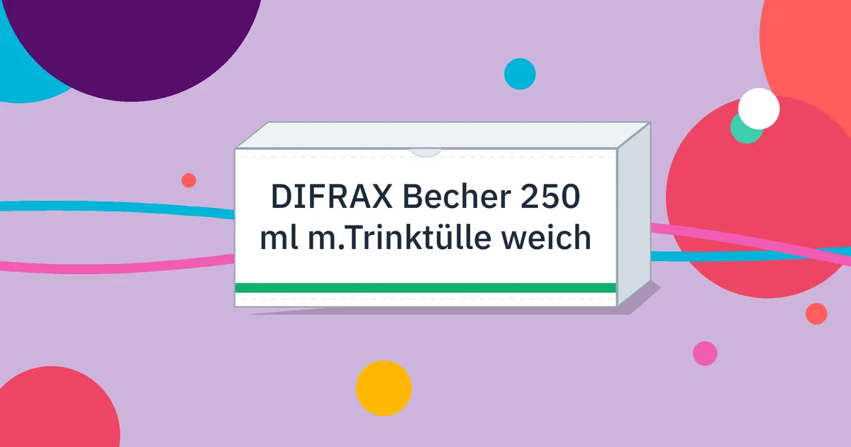 Symbolbild: Packung mit der Aufschrift DIFRAX Becher 250 ml m.Trinktülle weich (PZN 12518529) – Verfügbarkeit und Bezug in Apotheken in Frankfurt am Main