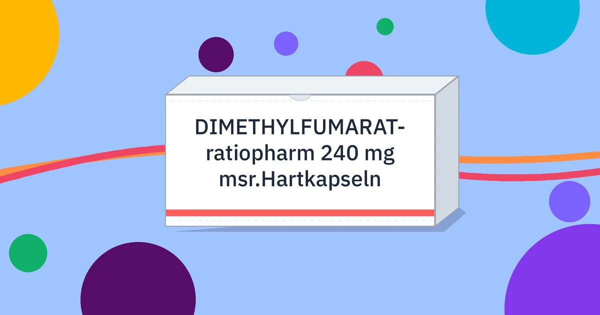 Symbolbild: Packung mit der Aufschrift DIMETHYLFUMARAT-ratiopharm 240 mg msr.Hartkapseln (PZN 18135858) – Verfügbarkeit und Bezug in Apotheken in Frankfurt am Main
