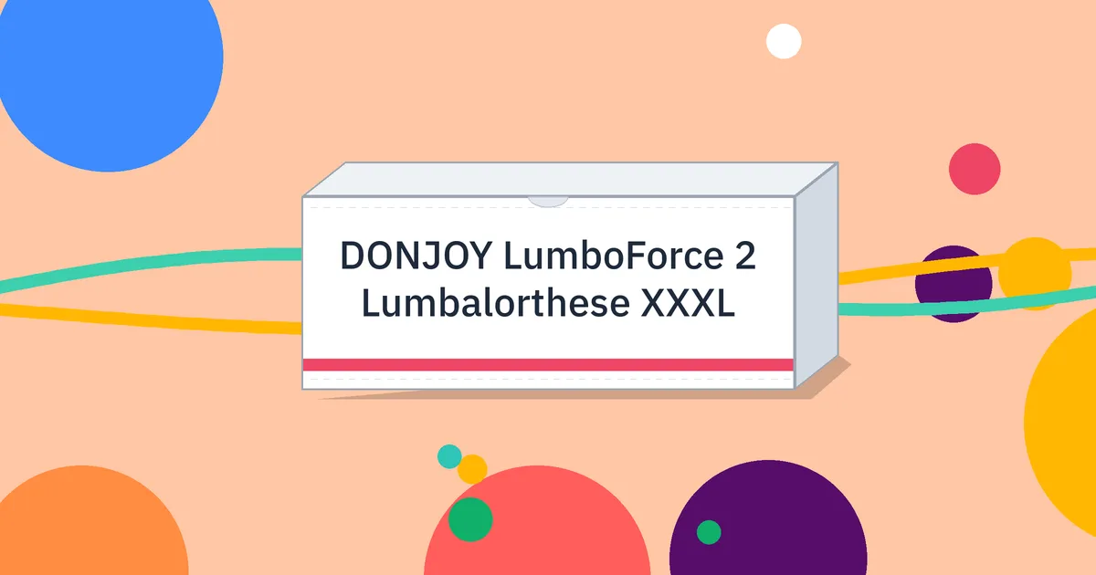 Symbolbild: Packung mit der Aufschrift DONJOY LumboForce 2 Lumbalorthese XXXL (PZN 19377894) – Verfügbarkeit und Bezug in Apotheken in Frankfurt am Main