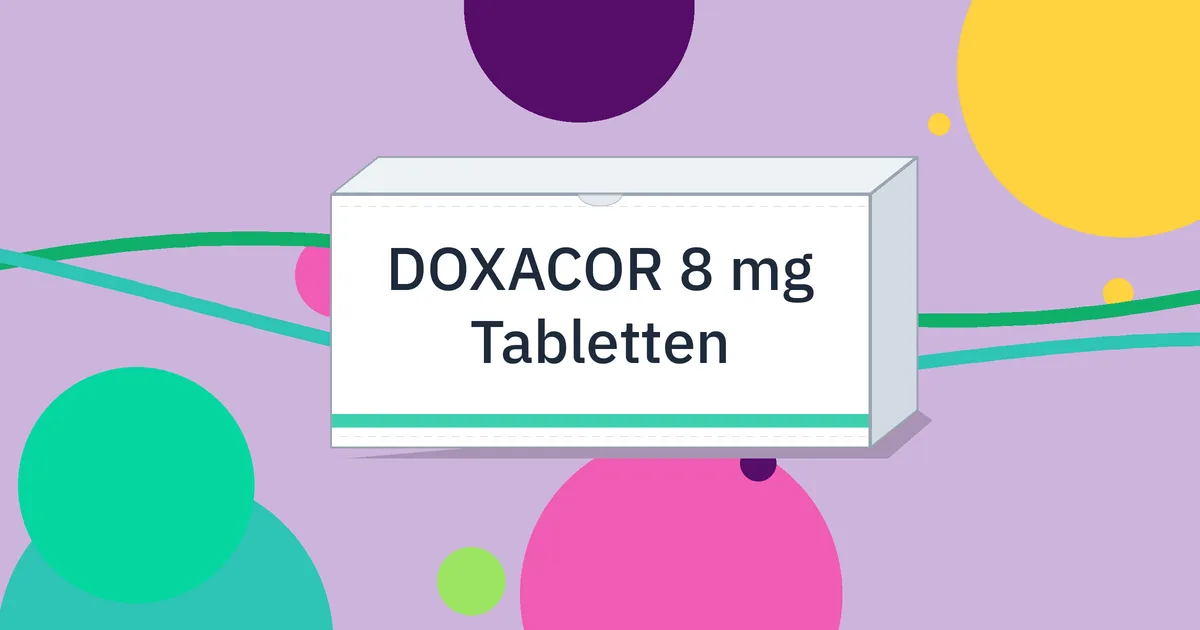 Symbolbild: Packung mit der Aufschrift DOXACOR 8 mg Tabletten (PZN 02423153) – Verfügbarkeit und Bezug in Apotheken in Frankfurt am Main