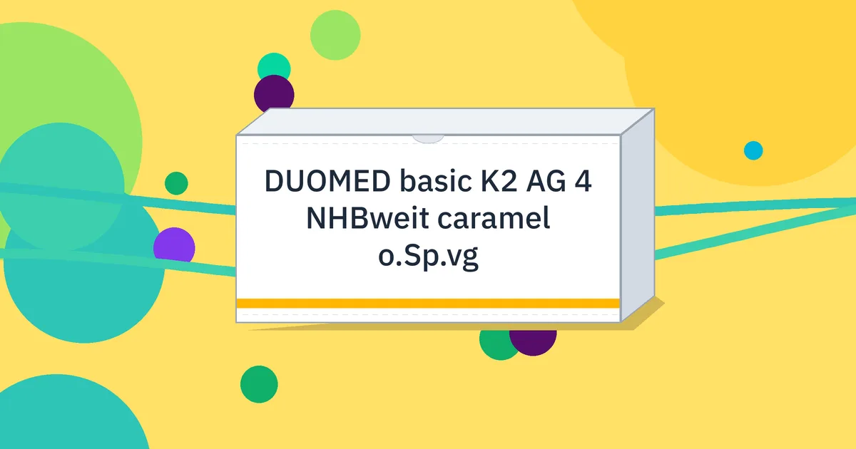 Symbolbild: Packung mit der Aufschrift DUOMED basic K2 AG 4 NHBweit caramel o.Sp.vg (PZN 20909008) – Verfügbarkeit und Bezug in Apotheken in Frankfurt am Main