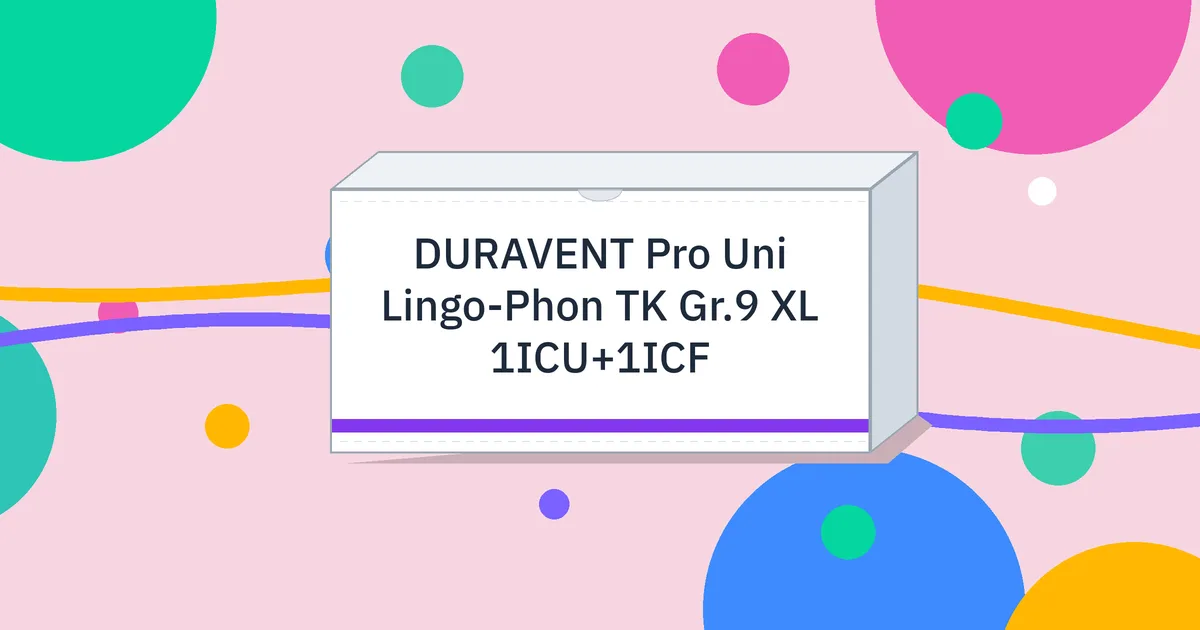 Symbolbild: Packung mit der Aufschrift DURAVENT Pro Uni Lingo-Phon TK Gr.9 XL 1ICU+1ICF (PZN 19246643) – Verfügbarkeit und Bezug in Apotheken in Frankfurt am Main