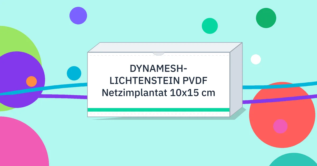 Symbolbild: Packung mit der Aufschrift DYNAMESH-LICHTENSTEIN PVDF Netzimplantat 10x15 cm (PZN 19372661) – Verfügbarkeit und Bezug in Apotheken in Frankfurt am Main