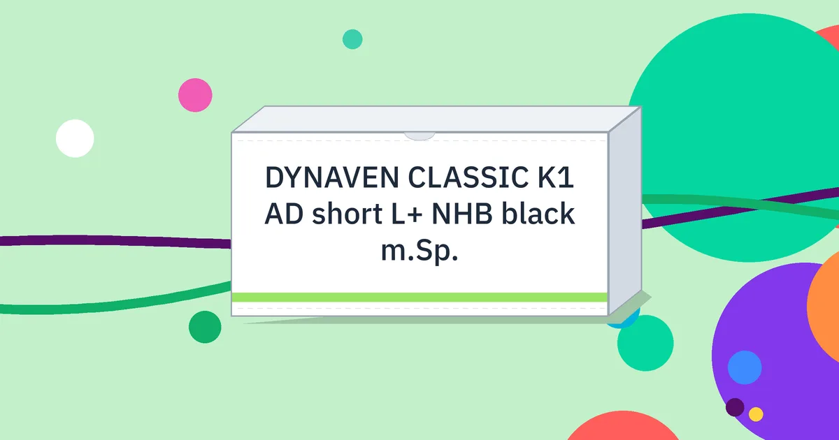 Symbolbild: Packung mit der Aufschrift DYNAVEN CLASSIC K1 AD short L+ NHB black m.Sp. (PZN 18415138) – Verfügbarkeit und Bezug in Apotheken in Frankfurt am Main