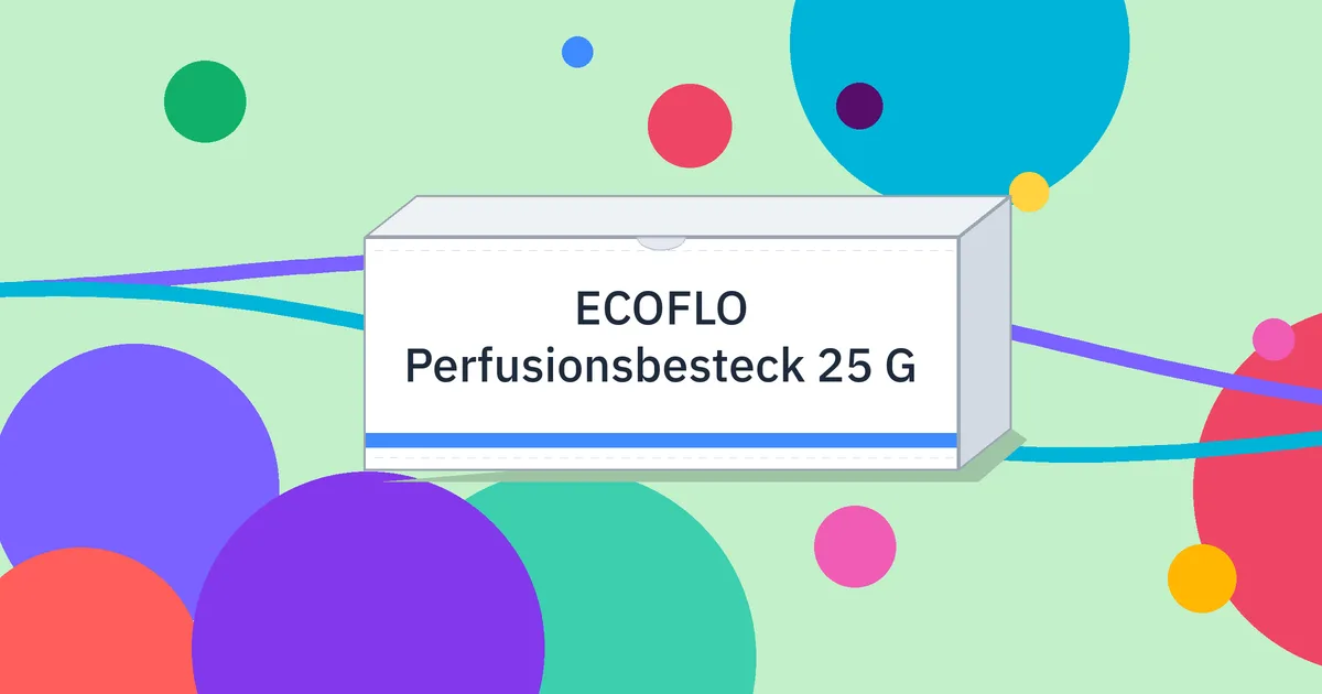Symbolbild: Packung mit der Aufschrift ECOFLO Perfusionsbesteck 25 G (PZN 03539254) – Verfügbarkeit und Bezug in Apotheken in Frankfurt am Main