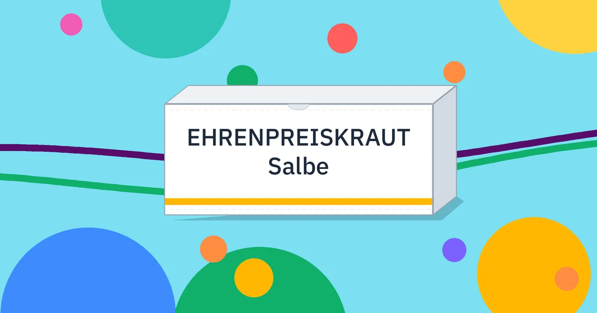 Symbolbild: Packung mit der Aufschrift EHRENPREISKRAUT Salbe (PZN 18090966) – Verfügbarkeit und Bezug in Apotheken in Frankfurt am Main