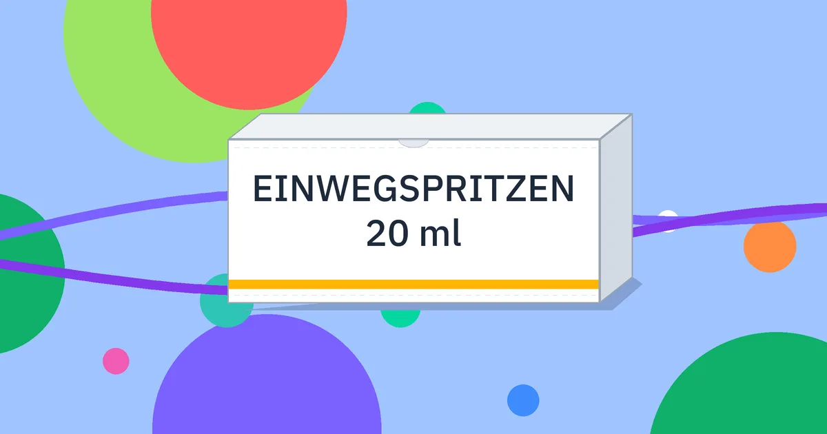 Symbolbild: Packung mit der Aufschrift EINWEGSPRITZEN 20 ml (PZN 11117923) – Verfügbarkeit und Bezug in Apotheken in Frankfurt am Main