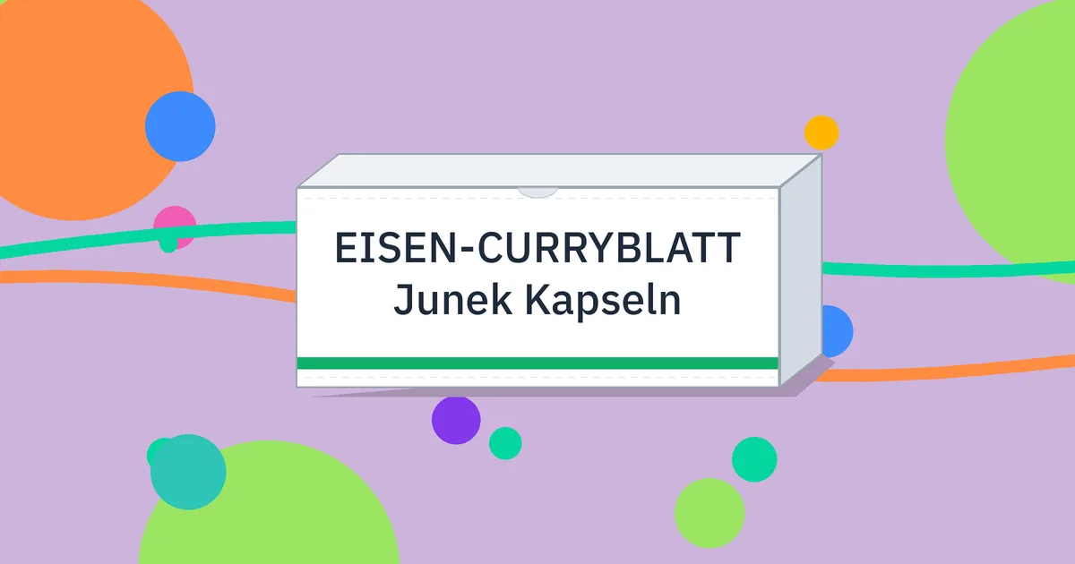 Symbolbild: Packung mit der Aufschrift EISEN-CURRYBLATT Junek Kapseln (PZN 11147083) – Verfügbarkeit und Bezug in Apotheken in Frankfurt am Main