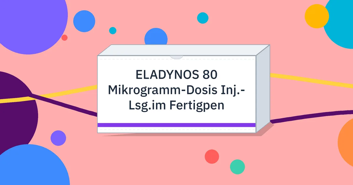 Symbolbild: Packung mit der Aufschrift ELADYNOS 80 Mikrogramm-Dosis Inj.-Lsg.im Fertigpen (PZN 18829963) – Verfügbarkeit und Bezug in Apotheken in Frankfurt am Main