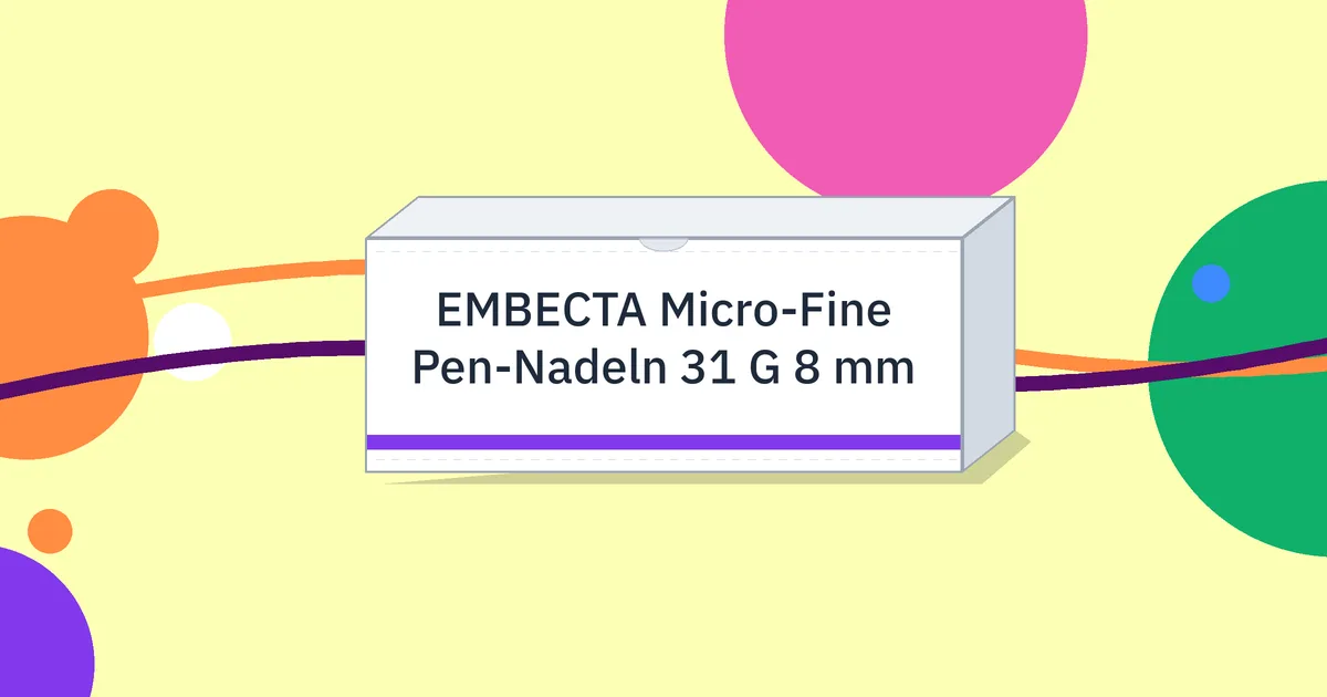 Symbolbild: Packung mit der Aufschrift EMBECTA Micro-Fine Pen-Nadeln 31 G 8 mm (PZN 20604645) – Verfügbarkeit und Bezug in Apotheken in Frankfurt am Main