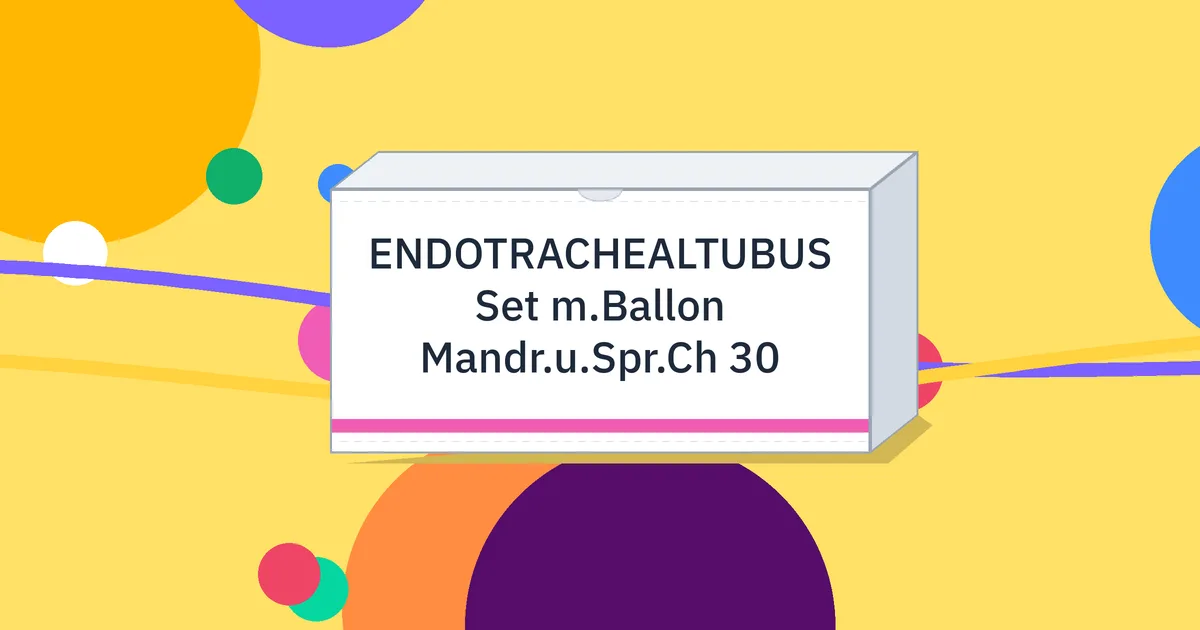 Symbolbild: Packung mit der Aufschrift ENDOTRACHEALTUBUS Set m.Ballon Mandr.u.Spr.Ch 30 (PZN 12453310) – Verfügbarkeit und Bezug in Apotheken in Frankfurt am Main