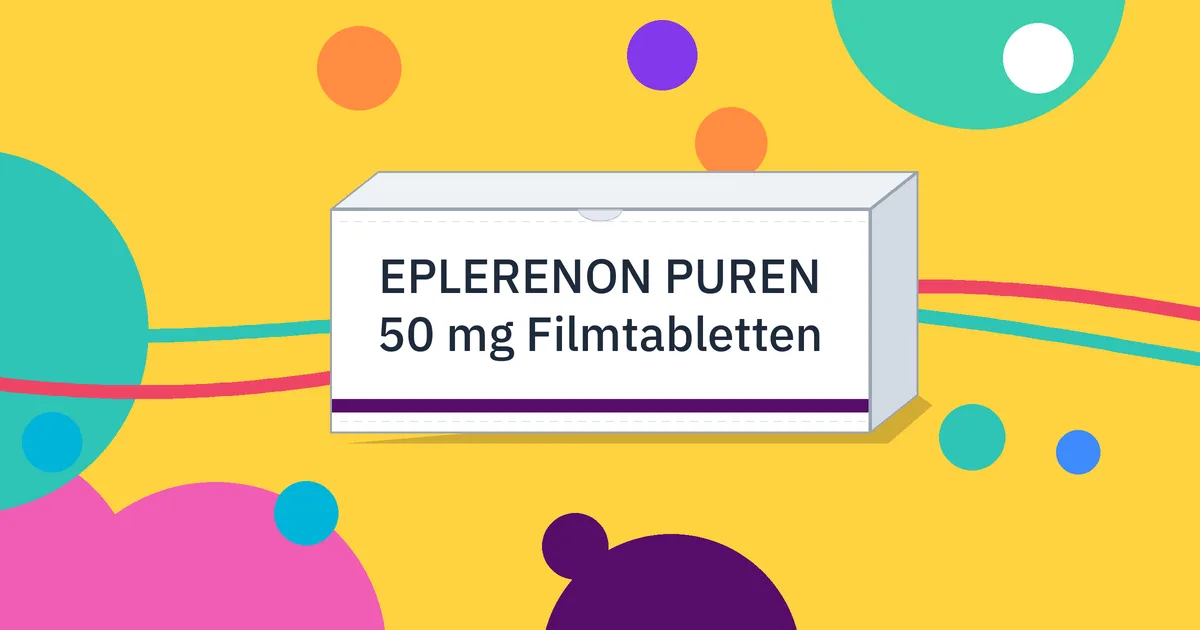 Symbolbild: Packung mit der Aufschrift EPLERENON PUREN 50 mg Filmtabletten (PZN 18122413) – Verfügbarkeit und Bezug in Apotheken in Frankfurt am Main