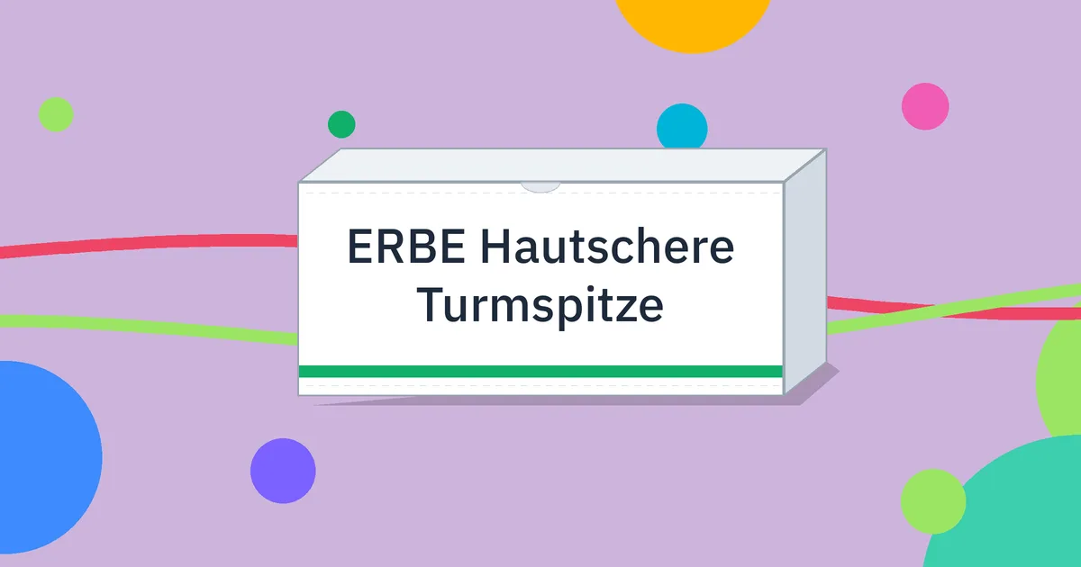 Symbolbild: Packung mit der Aufschrift ERBE Hautschere Turmspitze (PZN 02687320) – Verfügbarkeit und Bezug in Apotheken in Frankfurt am Main