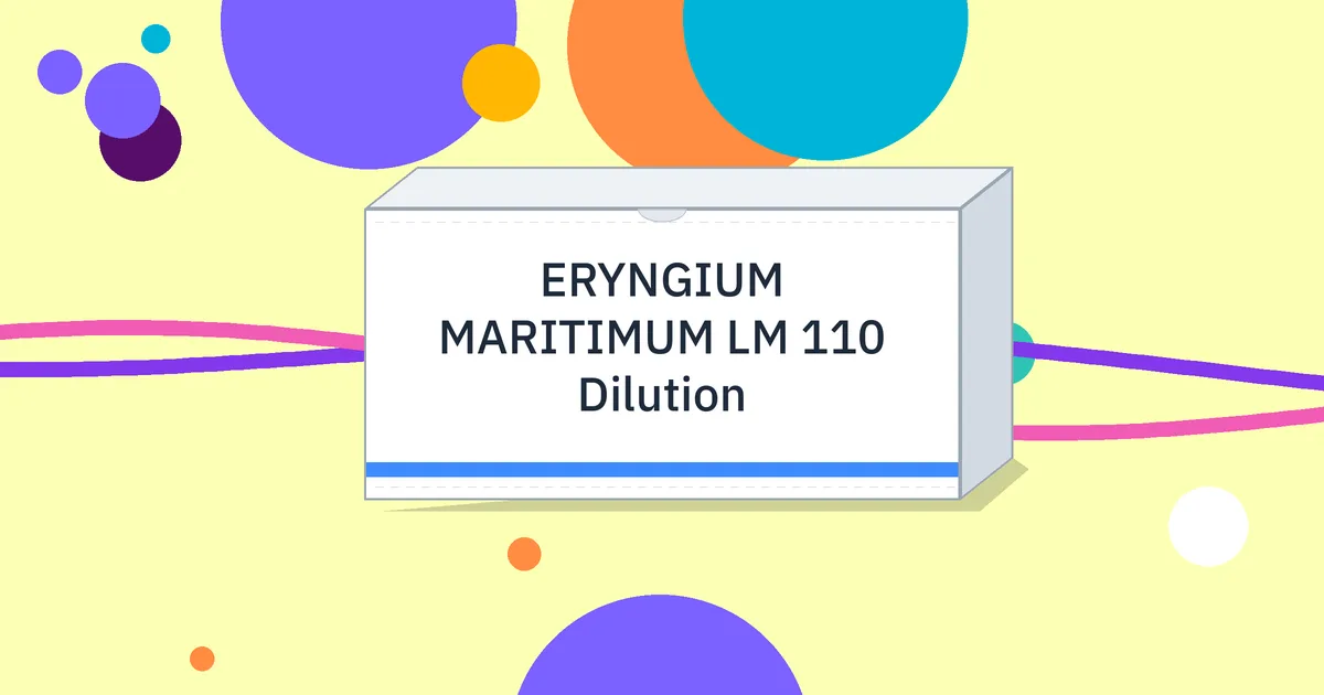 Symbolbild: Packung mit der Aufschrift ERYNGIUM MARITIMUM LM 110 Dilution (PZN 13479317) – Verfügbarkeit und Bezug in Apotheken in Frankfurt am Main