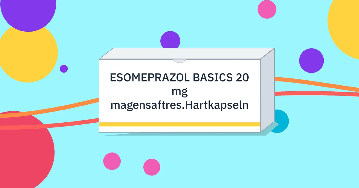 Symbolbild: Packung mit der Aufschrift ESOMEPRAZOL BASICS 20 mg magensaftres.Hartkapseln (PZN 15744350) – Verfügbarkeit und Bezug in Apotheken in Frankfurt am Main