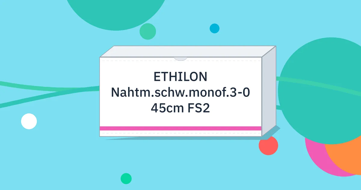 Symbolbild: Packung mit der Aufschrift ETHILON Nahtm.schw.monof.3-0 45cm FS2 (PZN 18793509) – Verfügbarkeit und Bezug in Apotheken in Frankfurt am Main