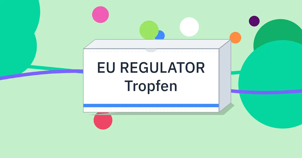 Symbolbild: Packung mit der Aufschrift EU REGULATOR Tropfen (PZN 18676123) – Verfügbarkeit und Bezug in Apotheken in Frankfurt am Main