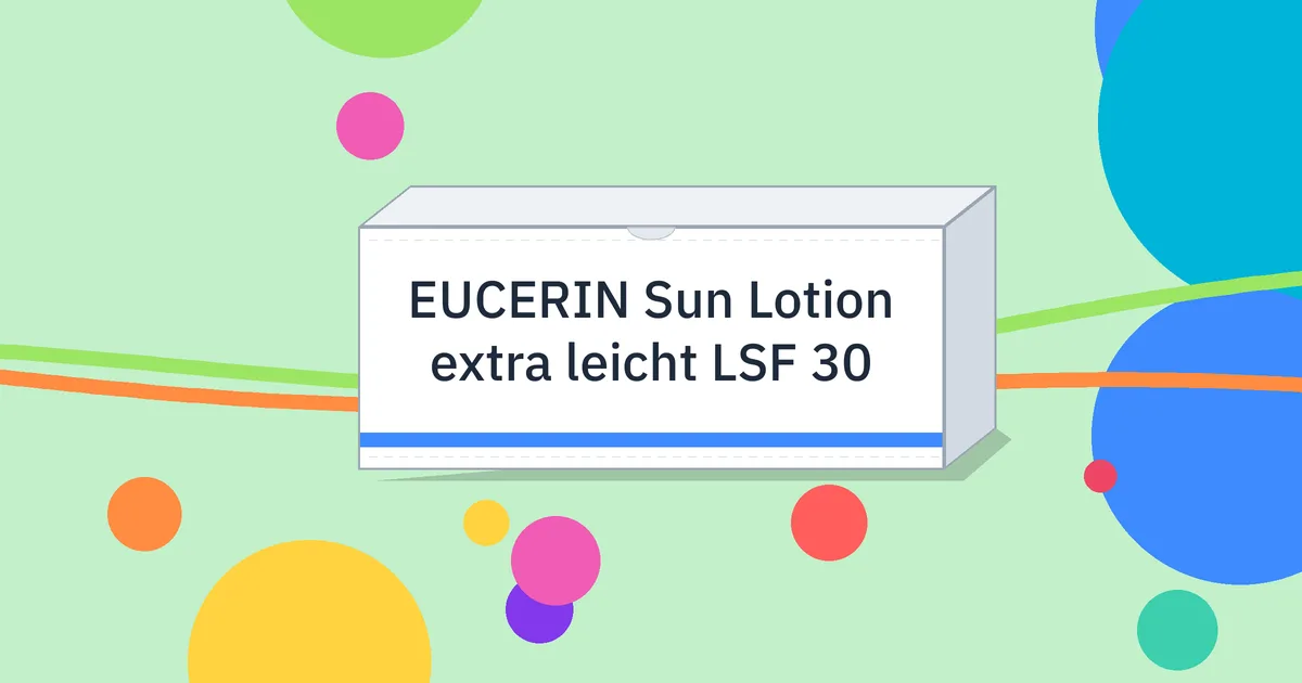Symbolbild: Packung mit der Aufschrift EUCERIN Sun Lotion extra leicht LSF 30 (PZN 03709816) – Verfügbarkeit und Bezug in Apotheken in Frankfurt am Main