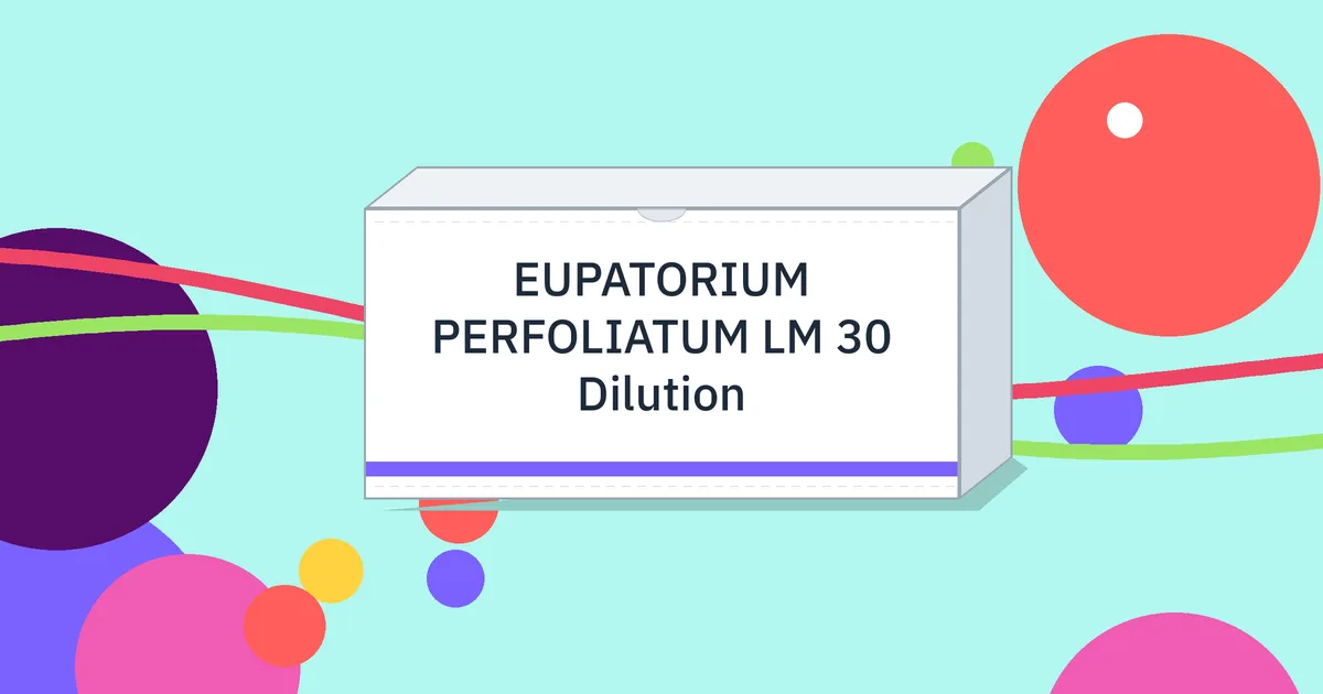 Symbolbild: Packung mit der Aufschrift EUPATORIUM PERFOLIATUM LM 30 Dilution (PZN 12846400) – Verfügbarkeit und Bezug in Apotheken in Frankfurt am Main