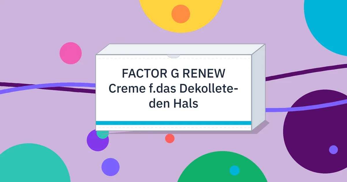 Symbolbild: Packung mit der Aufschrift FACTOR G RENEW Creme f.das Dekollete-den Hals (PZN 18022166) – Verfügbarkeit und Bezug in Apotheken in Frankfurt am Main