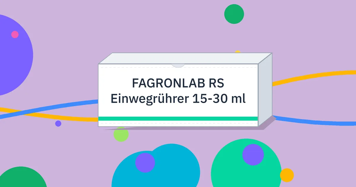 Symbolbild: Packung mit der Aufschrift FAGRONLAB RS Einwegrührer 15-30 ml (PZN 20912571) – Verfügbarkeit und Bezug in Apotheken in Frankfurt am Main